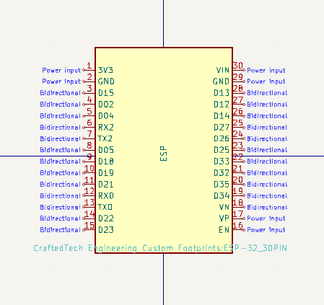 ESP32 (30-Pin) – KiCad Symbol, PCB Footprint, and 3D STEP File – CraftedTech Engineering